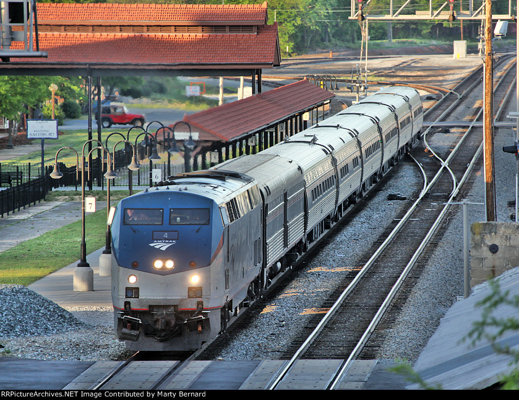 Amtrak 4 With Train 79, the SB Carolinian On-time Departure at 7:24 pm
